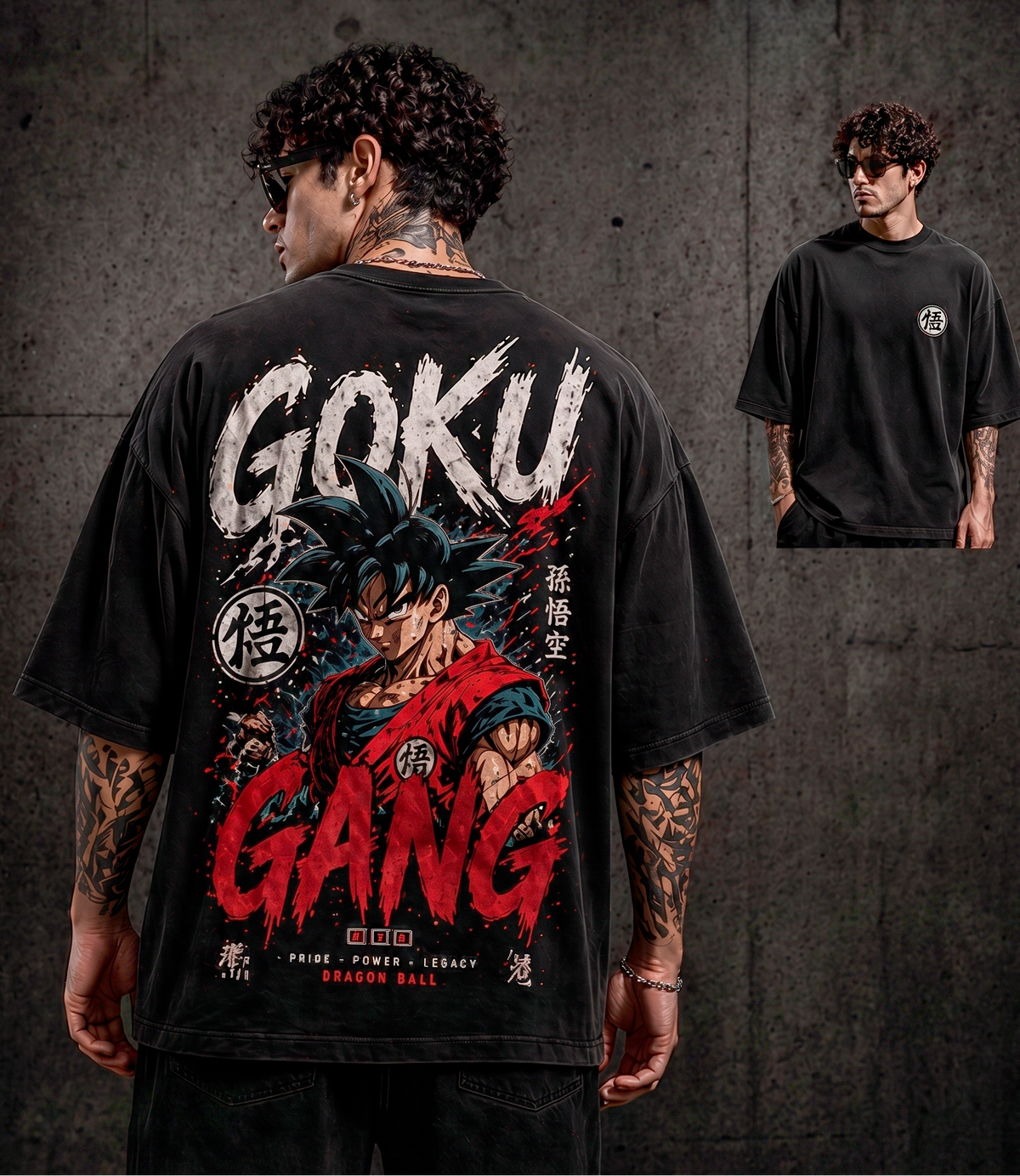 Camiseta Goku Gang Saiyan Rage – Heavy Oversize – Barcraft
